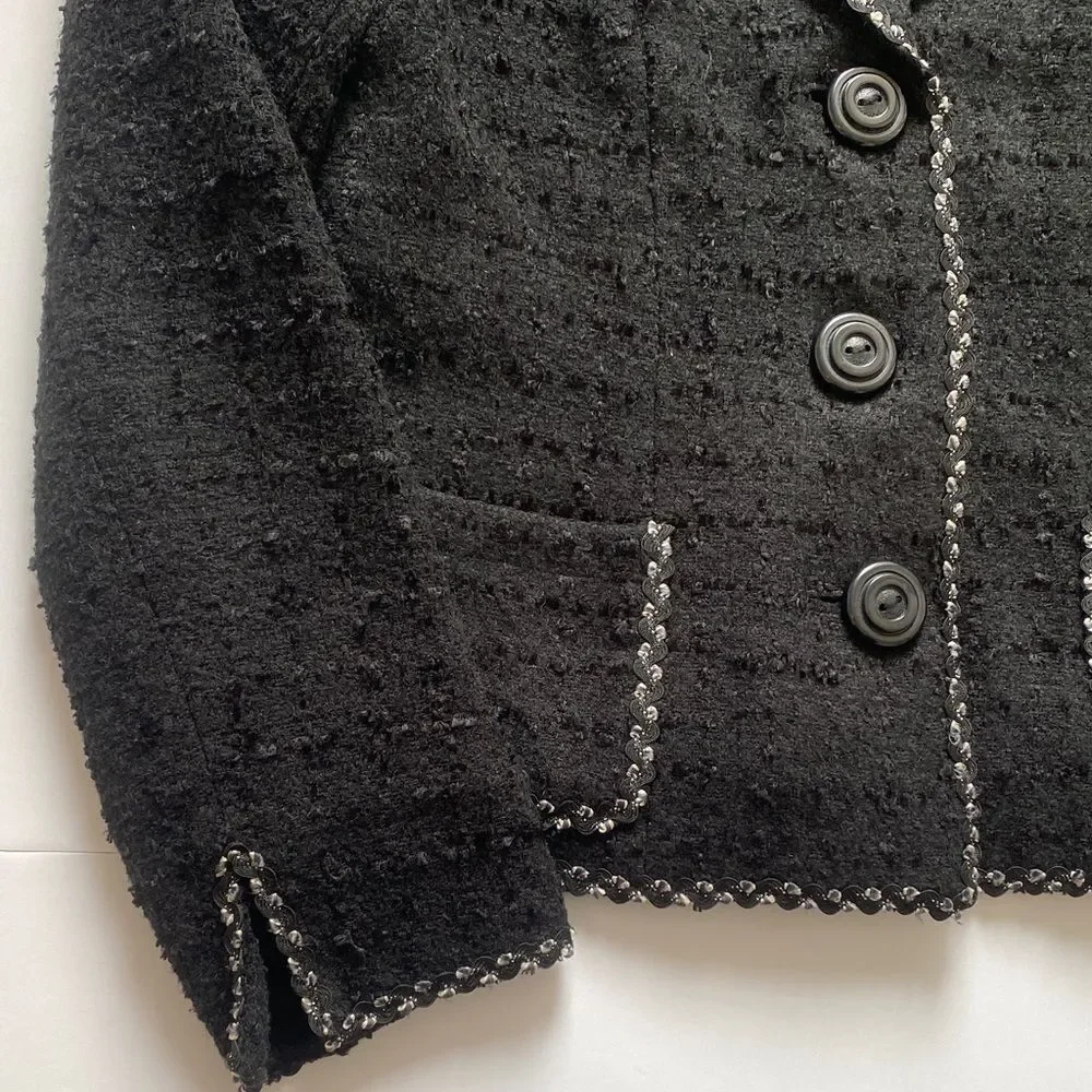 CAbi | Jackets & Coats | Cabi Black Textured Blazer With Silver Trim 4 ...